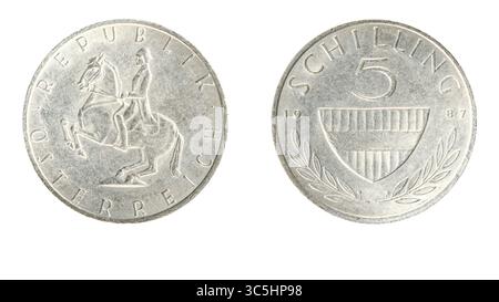 authentic Austrian 1 schilling coin year 1990 obverse and reverse side ...