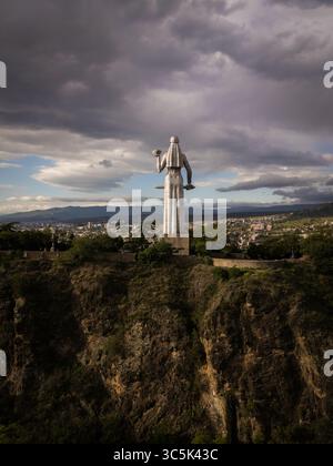 Aerial view of the Kartlis Deda statue overlooking the sprawling ...