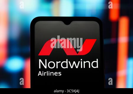 In this photo illustration the Nordwind Airlines logo is seen displayed ...