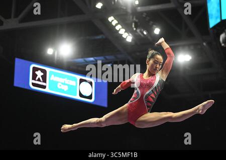Hitomi Hatakeda, of Japan, performs on the beam during women's artistic ...