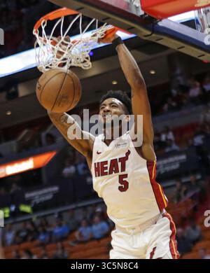 Miami Heat forward Derrick Jones Jr. (5) in the first half of an NBA ...