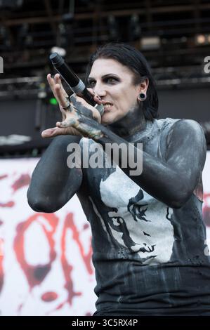 Chris Cerulli with Motionless in White performs during the SLIPKNOT ...
