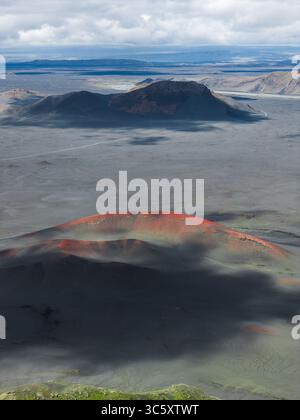 Aerial view of barren red plains under a sunset sky at Broken Hill in ...