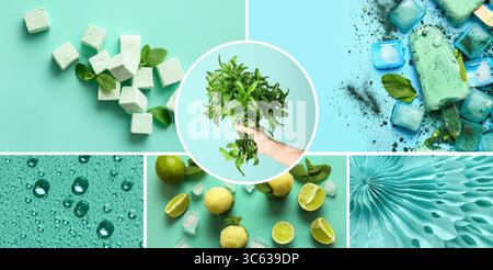 Set of photos in mint colors Stock Photo - Alamy