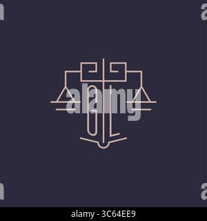 GL initial logo with scale of justice and shield icon, luxury and ...