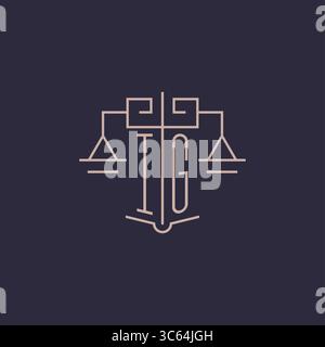IG initial logo with scale of justice and shield icon, luxury and ...