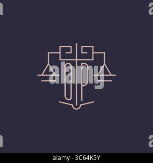 OP initial monogram logo with scale and pillar style design ideas Stock ...