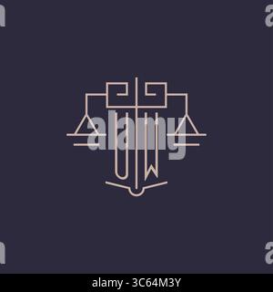 UW initial monogram logo with scale and pillar style design ideas Stock ...