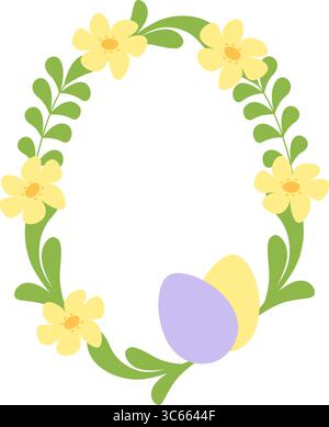 Oval Circle Wreath Border Frame With Yellow And Green Leaf Decoration ...