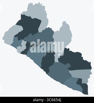 Map of Liberia with regions. Just a simple country border map with ...