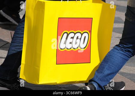 Copenhagen/ DenmarK/31 JULY 2025/ lego shopper with lego shopping bag ...