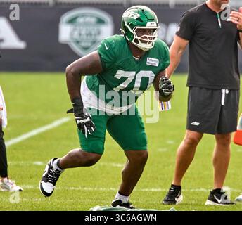 New York Jets offensive linemen Xavier Newman (65) during organized ...
