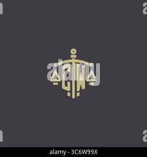 CW initial monogram logo with scale and pillar style design ideas Stock ...