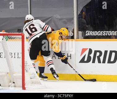 Chicago Blackhawks defenseman Nikita Zadorov plays during an NHL hockey ...
