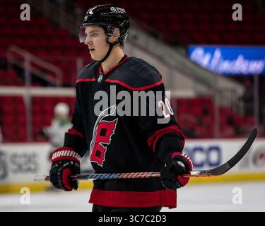 Carolina Hurricanes right wing Sebastian Aho (20) handles the puck ...