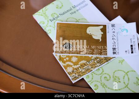 Tickets, map, and guide for entry to the Tokyo National Museum at Ueno ...