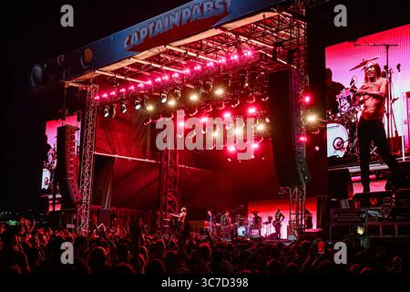 Iggy Pop performing onstage at Day 1 of the Project Pabst festival at ...
