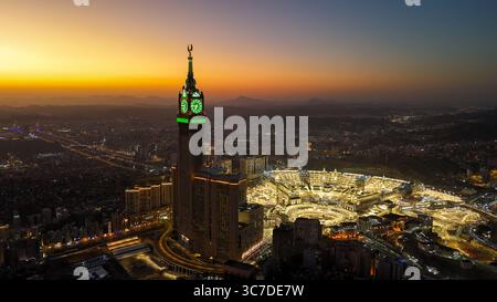 Aerial view Mecca skyline , Makkah city Saudi Arabia - Makkah Clock Tower and hotels - Masjid Al ...
