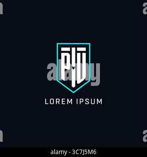 PU Logo monogram with shield shape designs template vector icon modern ...