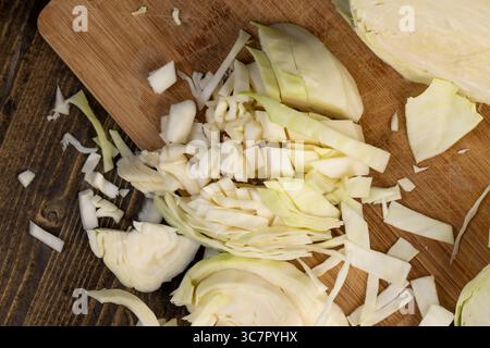 sliced white cabbage , details of cabbage chopped into small pieces for ...