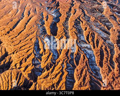 Vertical shot of rock formations and barren landscape in Devrent Valley ...