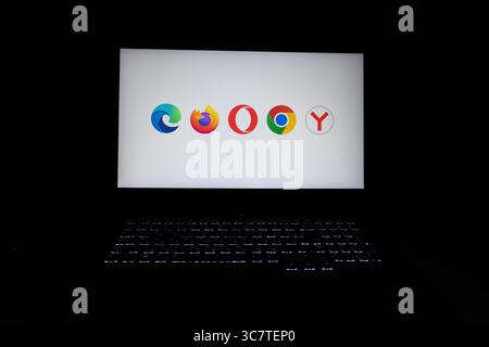 Web browser logos on screen at night Stock Photo - Alamy