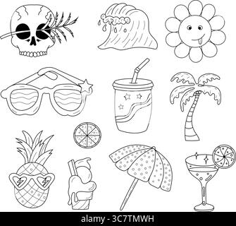 Vector skull pineapple. Exotic tropical fruit. Sketch,print. Pop art ...