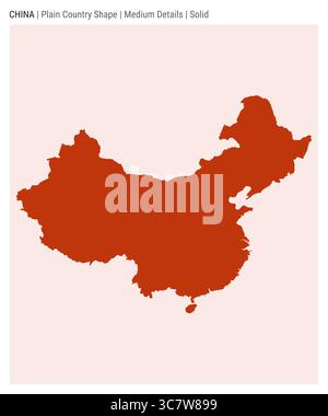 China plain country map. Medium details. Outline style. Shape of China ...
