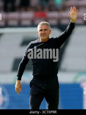 Wigan Athletic Manager Ryan Lowe applauds the fans during the Lincoln ...