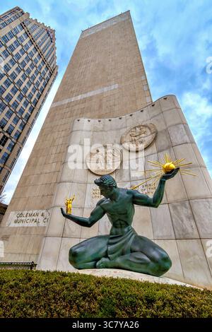 "The Spirit of Detroit" 9-ton bronze sculpture by Marshall Fredericks ...