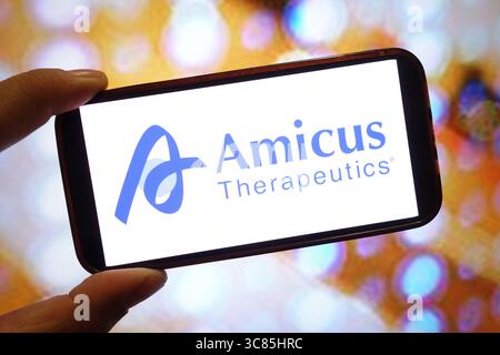 In this photo illustration, the Amicus Therapeutics logo is displayed ...
