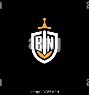 BN Logo ESport Gaming Initial with Blue Light Color design vector ...