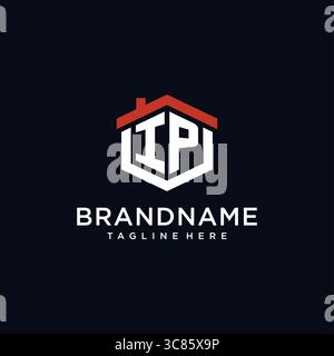 Letter IP with simple home icon logo design, creative logo design for ...