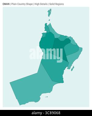 Oman plain country map. High Details. Outline Regions style. Shape of ...