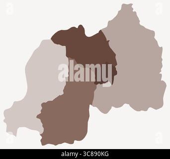 Map of Rwanda with regions. Just a simple country border map with ...