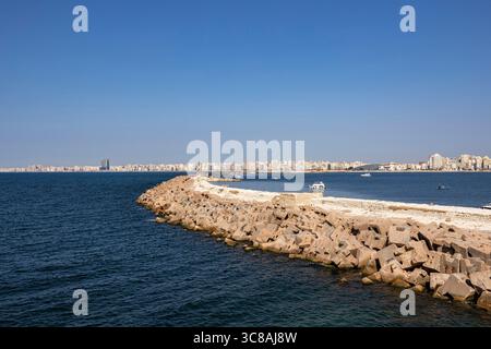Mediterranean sea, view from Qaitbay Citadel, northern tip of ancient ...