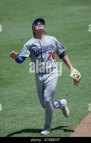 Los Angeles Dodgers' Alex Freeland celebrates after hitting a solo home ...