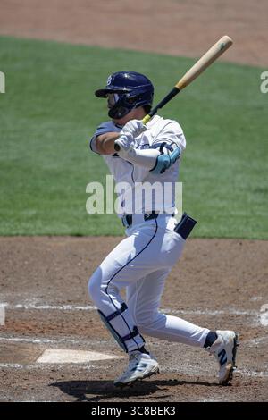 Tampa Bay Rays' Ha-Seong Kim hits an RBI double against the Seattle ...