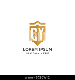 CY logo initial monogram with shield and sword design ideas Stock ...