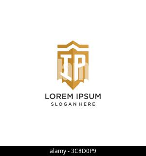 IP monogram logo with geometric shield icon design inspiration Stock ...