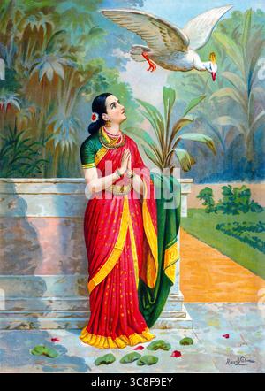 A painting by Raja Ravi Varma - Hamsa Damayanthi . Princess Damayanthi ...