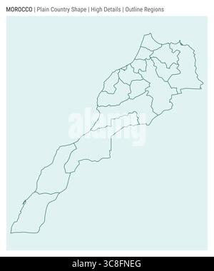 Morocco map design. Map of the country with regions in emerald-amethyst ...