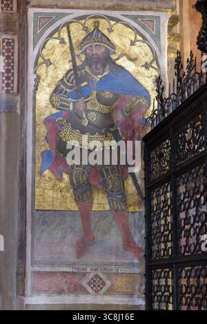 Medieval armor with s spear in Tuscany, Italy Stock Photo - Alamy