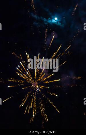 Vivid Fireworks Exploding in the Night Sky Displaying Bright Colors ...