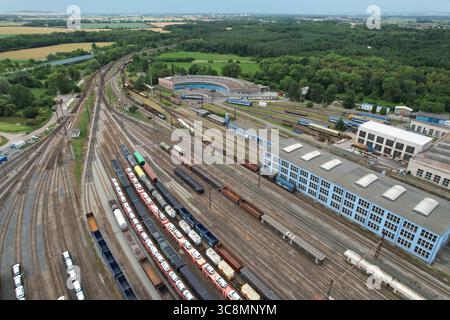 Railway turntable for locomotives aerial view train turntable,aerial ...