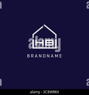 Initial HB logo for real estate with simple building icon design ideas ...