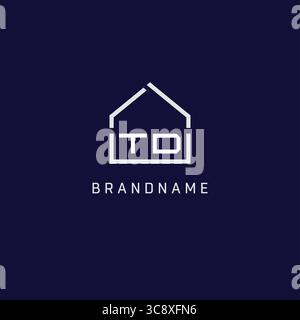 modern TD letter real estate logo in linear style with simple roof ...