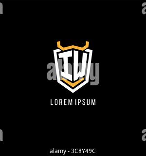 Initial IW logo with shield, esport gaming logo monogram style vector ...