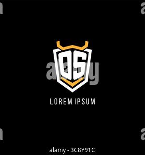 OS monogram initial logo with geometric shield and star icon design ...