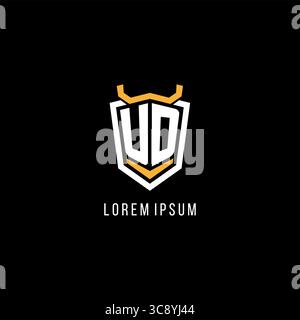UD monogram initial logo with geometric shield and star icon design ...